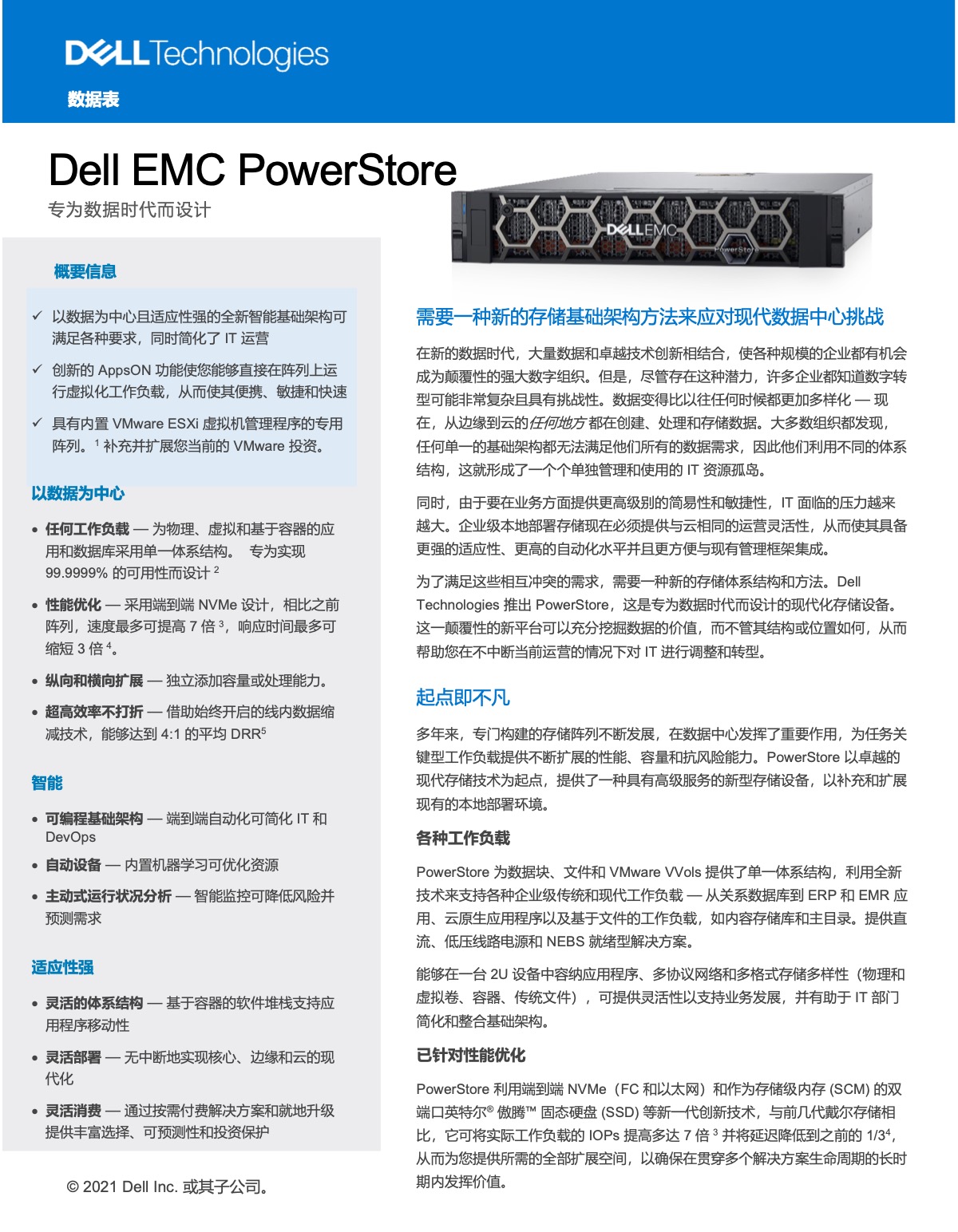 戴尔（Dell）Power store 500T 机架式存储
